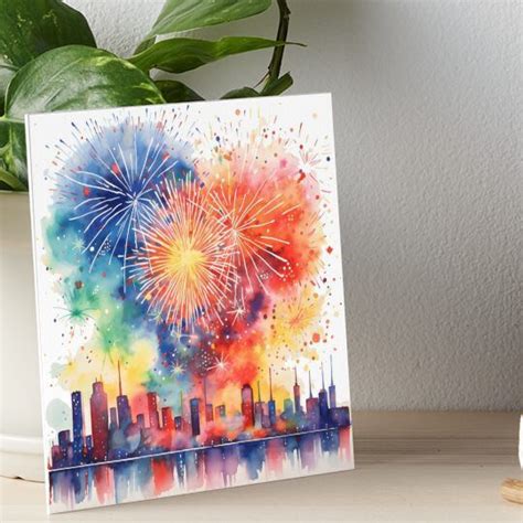 Watercolor Fireworks Vibrant Sky Celebration Art Art Board Print
