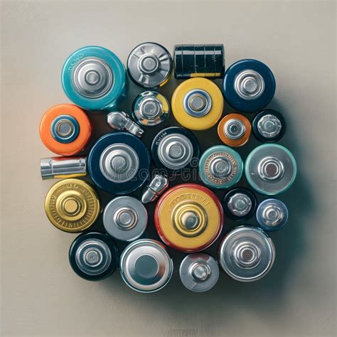 Assorted Batteries In Different Shapes Sizes And Colors On Neutral