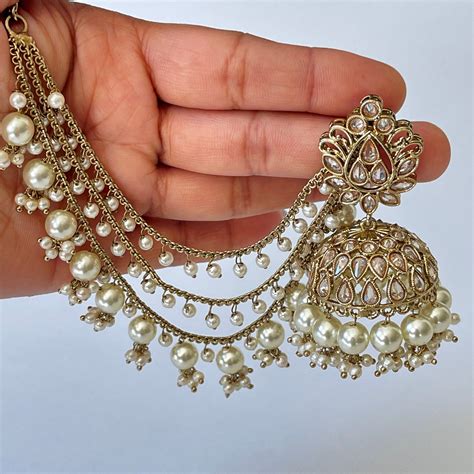 Restocked Bahubali Polki Pearl Jhumkastone Jhumkaindian Jewelry