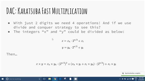 Algorithms 231 A Divide And Conquer Karatsuba Youtube