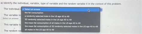 Solved A Identify The Individual Variable Type Of
