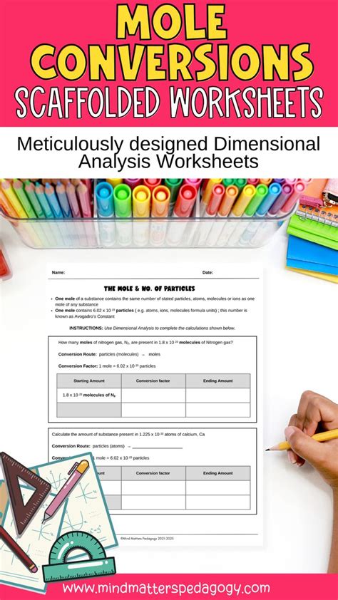 Moles Conversions Dimensional Analysis Worksheets Dimensional Analysis Chemistry Lesson Plans
