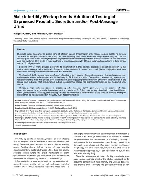 Pdf Male Infertility Workup Needs Additional Testing Of Expressed Prostatic Secretion And Or