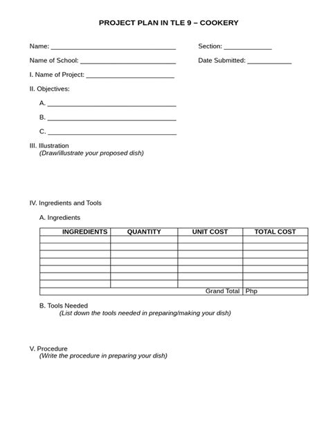 Project Plan In Tle 9 4 Pdf