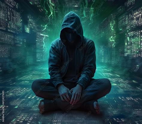 Anonymous Hacker Concept Of Cybercrime Cyberattack Dark Web Ai Generated Stock Illustration