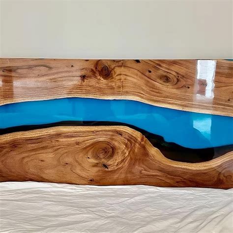 Epoxy Panel For Bed Craft Wooden Blue Epoxy Bed Headboard Bedroom