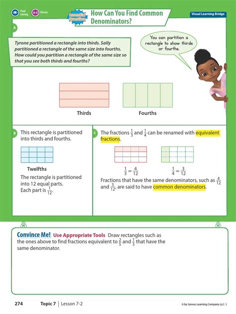 Envision Lesson 7 2 Find Common Denominators Pdf Mathematics