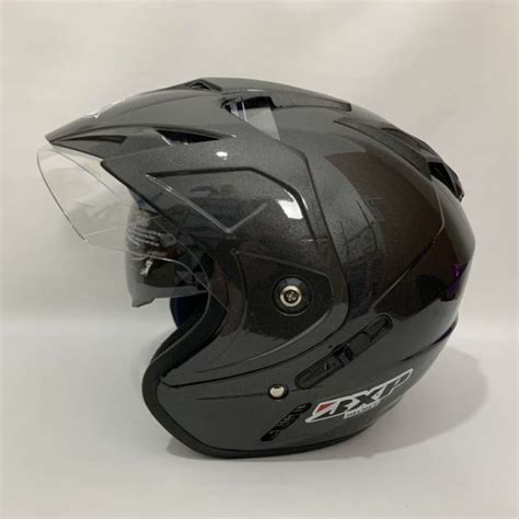 Promo Terbaik Helm Motor Jp 7 Polos Abu Abu Glossy Double Visor Half