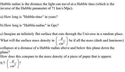 Solved Hubble Radius Is The Distance The Light Can Travel At