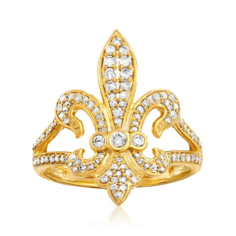50 Ct T W Diamond Fleur De Lis Ring In 18kt Gold Over Sterling