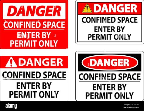 Danger Sign Confined Space Enter By Permit Only Stock Vector Image