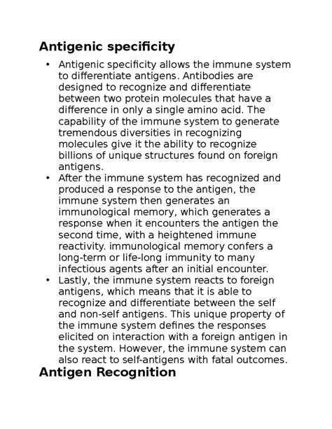 Explain Antigenic Specificity At Steve Courtney Blog