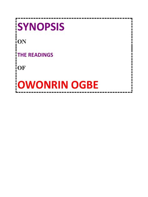 Owonrin Ogbe Pdf Santería