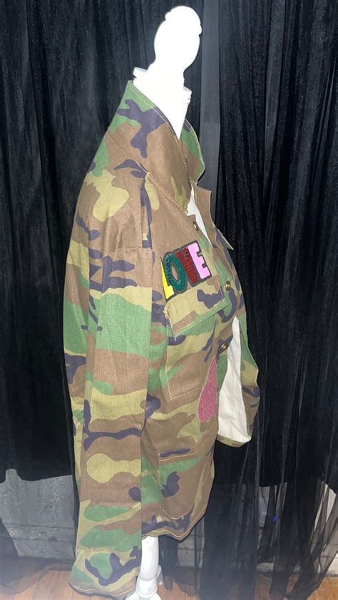 Shiny Patch Camo Jacket Etsy
