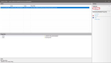 configurar variables de entorno en iis para aplicaciones asp core