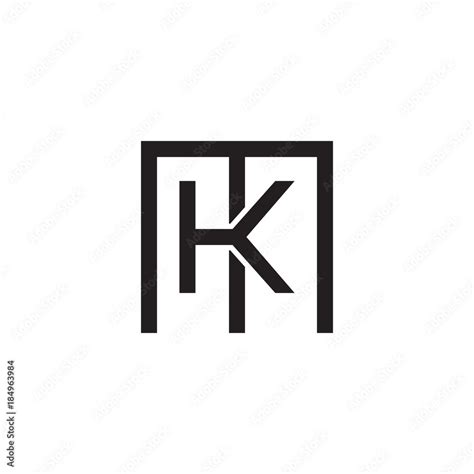 Initial Letter M And K Mk Km Overlapping K Inside M Line Art Logo