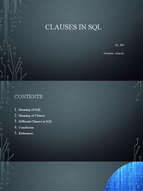Clauses In Sql Pdf