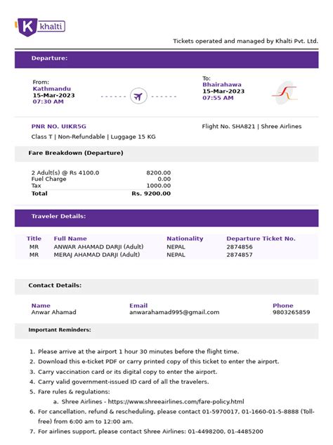 Flight Ticket Lrv Ock P 3 Pdf