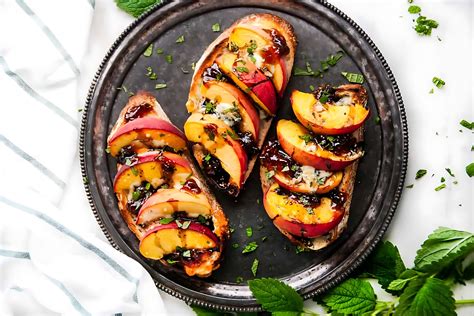 Baked Balsamic Peach Breakfast Toast With Goat Cheese And Fig