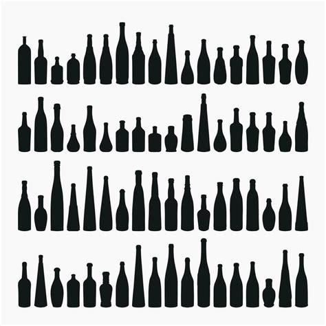 Shape Of Silhouettes Of Glass Bottles For Alcohol Wine Whiskey Vodka