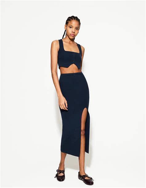 Rok Midi Wanita Bershka