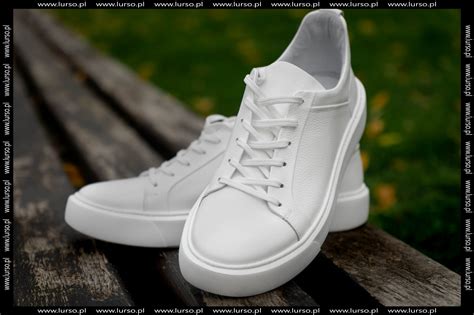 Biały Sneackers Męski Lurso Model Cantal White Lurso Polskie Obuwie Skórzane