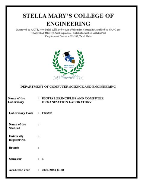 Cs3351 Digital Principles And Computer Organization Lab Manual 2022
