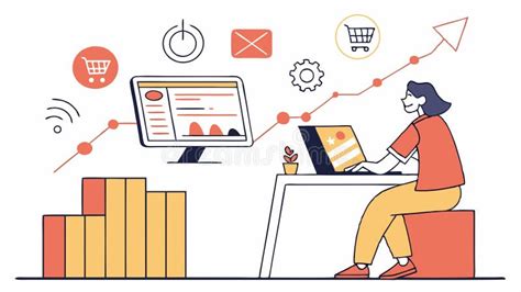 Woman With Online Sales Chart E Commerce Analytics Vector Design