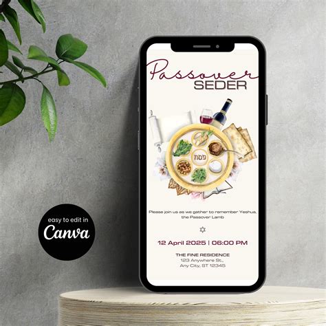 Passover Seder Invitation Customizable Jewish Celebration Canva