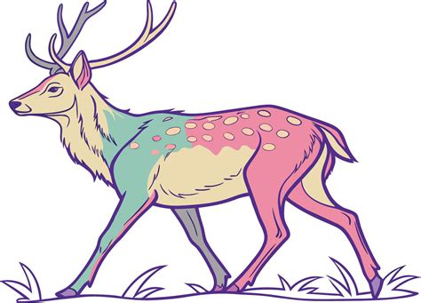 Realistic Colorful Deer Drawing With Lifelike Shading And Natural Body
