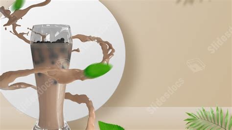 Gradient Leaf Green Nature Milk Tea Bubble Tea Powerpoint Background