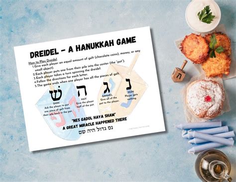 Hanukkah Dreidel Game Rules Printable Guide Pdf Etsy