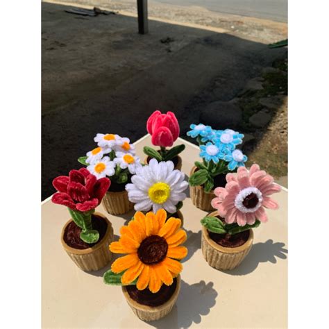 Jual Bunga Pot Kawat Bulu Bunga Pot Estetik Minimalis Kado Ulang Tahun Kado Wisuda