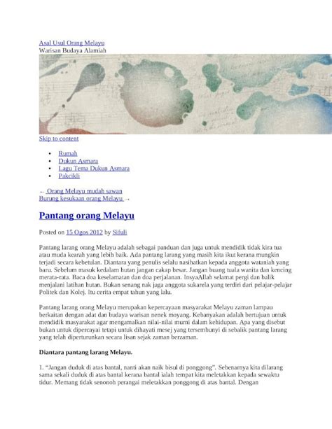 Docx Asal Usul Orang Melayu Dokumen Tips