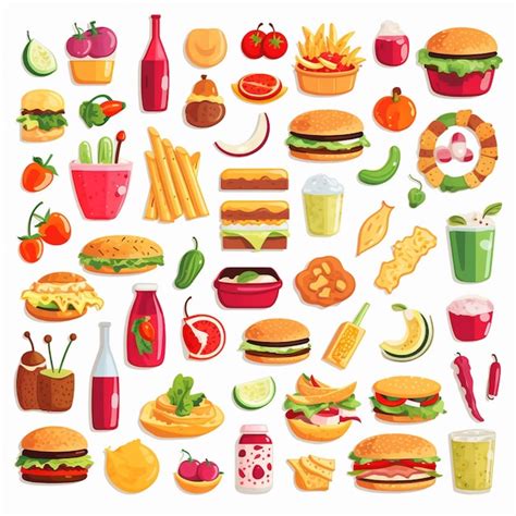 Векторный дизайн еды иконка меню ресторана иллюстрация бургер пицца