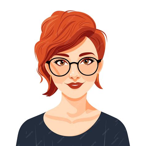 Premium Vector Young Woman Vector Illustration Red Hair Glasses