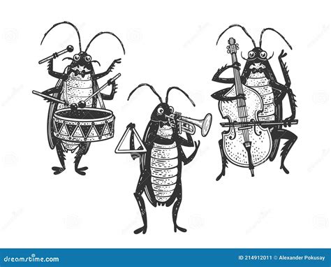 Cockroach Drum Sketch Vector Illustration 214199153