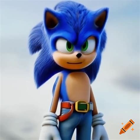 Sonic Character Wearing Jeans And A Belt On Craiyon