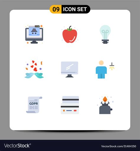 9 Thematic Flat Colors And Editable Symbols Vector Image