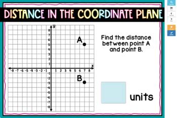 Distance In The Coordinate Plane 6th Grade Math Boom Cards By Lisa