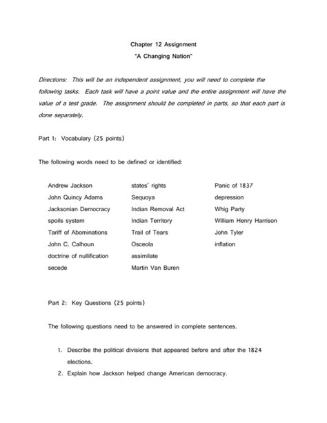 Chapter 12 Assignment