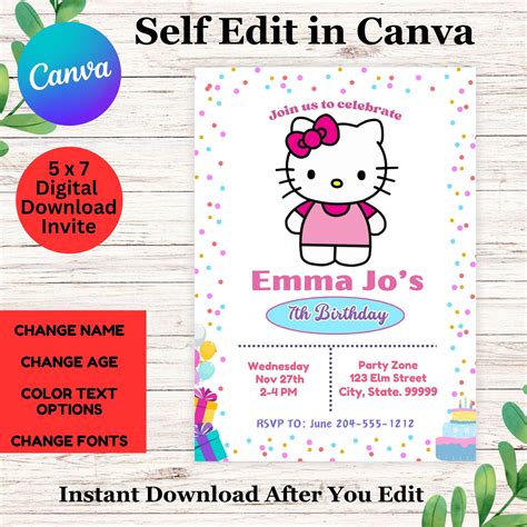Hello Kitty Invitation Wording Hello Kitty Birthday Card Template