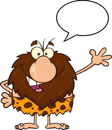 Premium Vector Happy Male Caveman Cartoon Mascot Character Talking