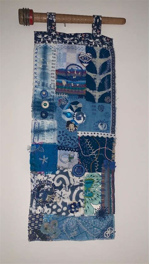 Slow Stitching Wall Hanging Recycled Fabric Art Slow Stitching