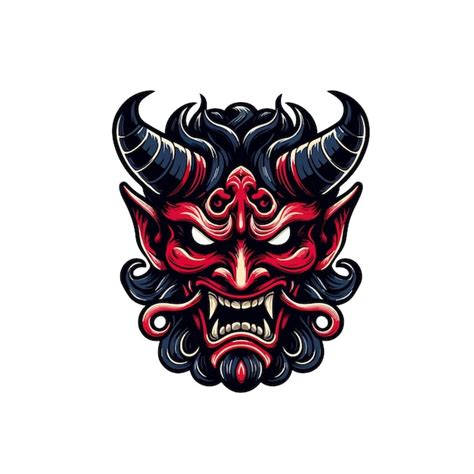 Oni Head Vector Mascot On White Background Premium Ai Generated Vector