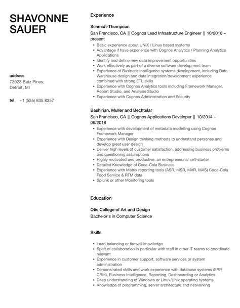 Cognos Resume Samples Velvet Jobs
