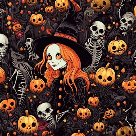 Premium Ai Image Halloween Spooky Pattern Design
