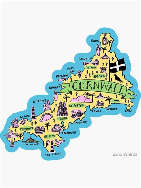 Cornwall Map Sticker For Sale By Sarahwhittle Redbubble