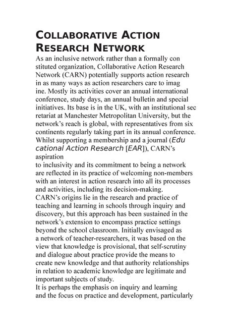 Collaborative Action Research Network Collaborative Action Research Network As An Inclusive