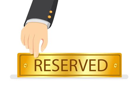 Hand Put Reserved Sign Reservation In Hotel Symbol Illustration Vector